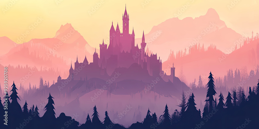 Castle landscape background illustration, artistic castles backdrop art ...