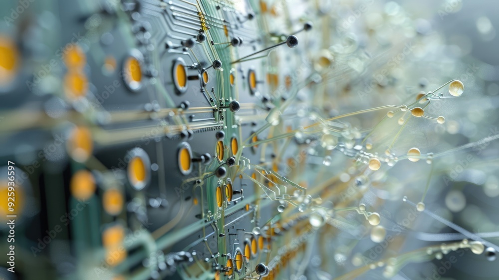 Abstract picture of green color particle with sparkle electric style ...