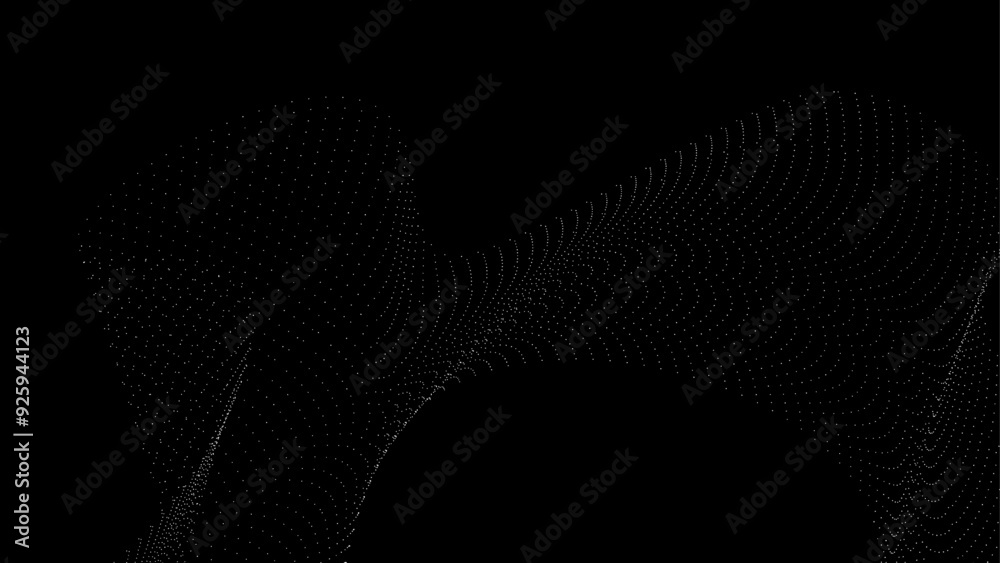 Flowing dots particles wave pattern 3D curve halftone gradient curve ...
