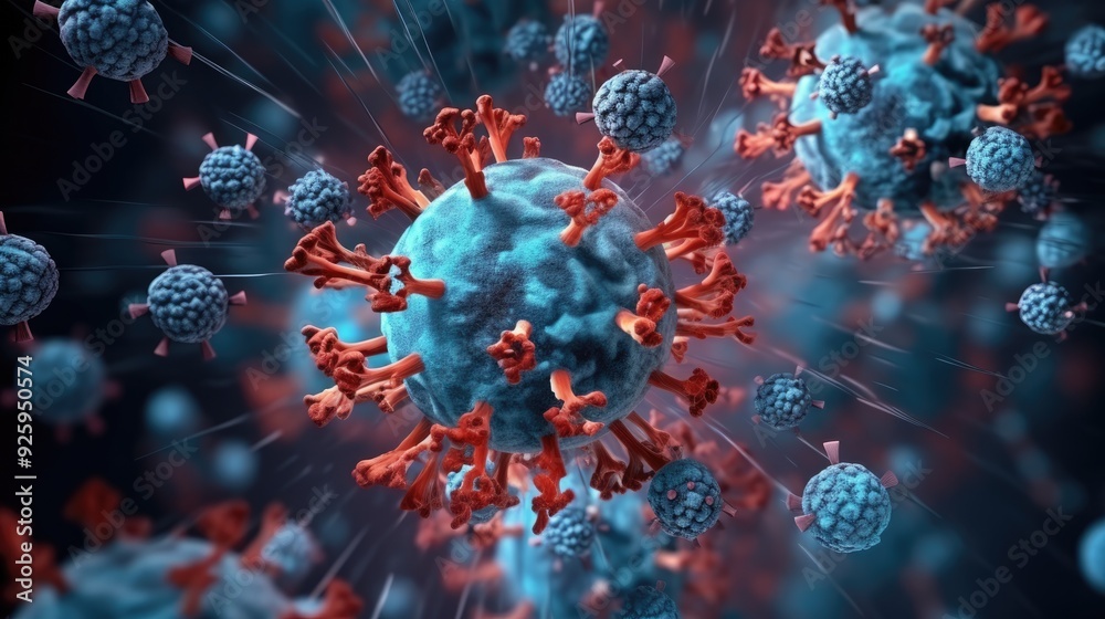 3D microscope illustration of the HIV virus, showcasing its structure ...
