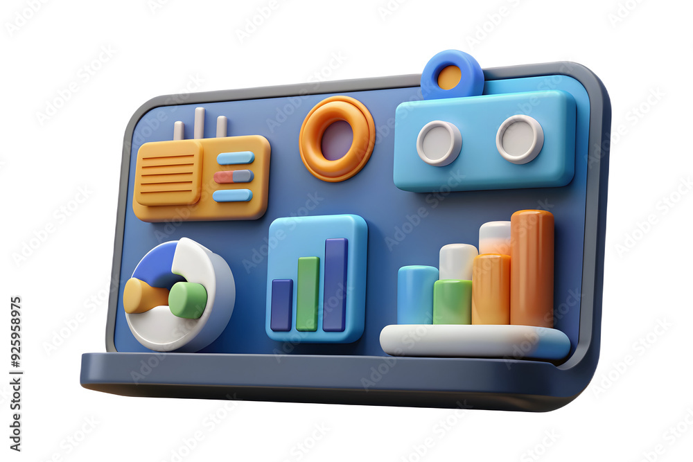 Data analyst showcasing interactive data visualizations on a sleek ...