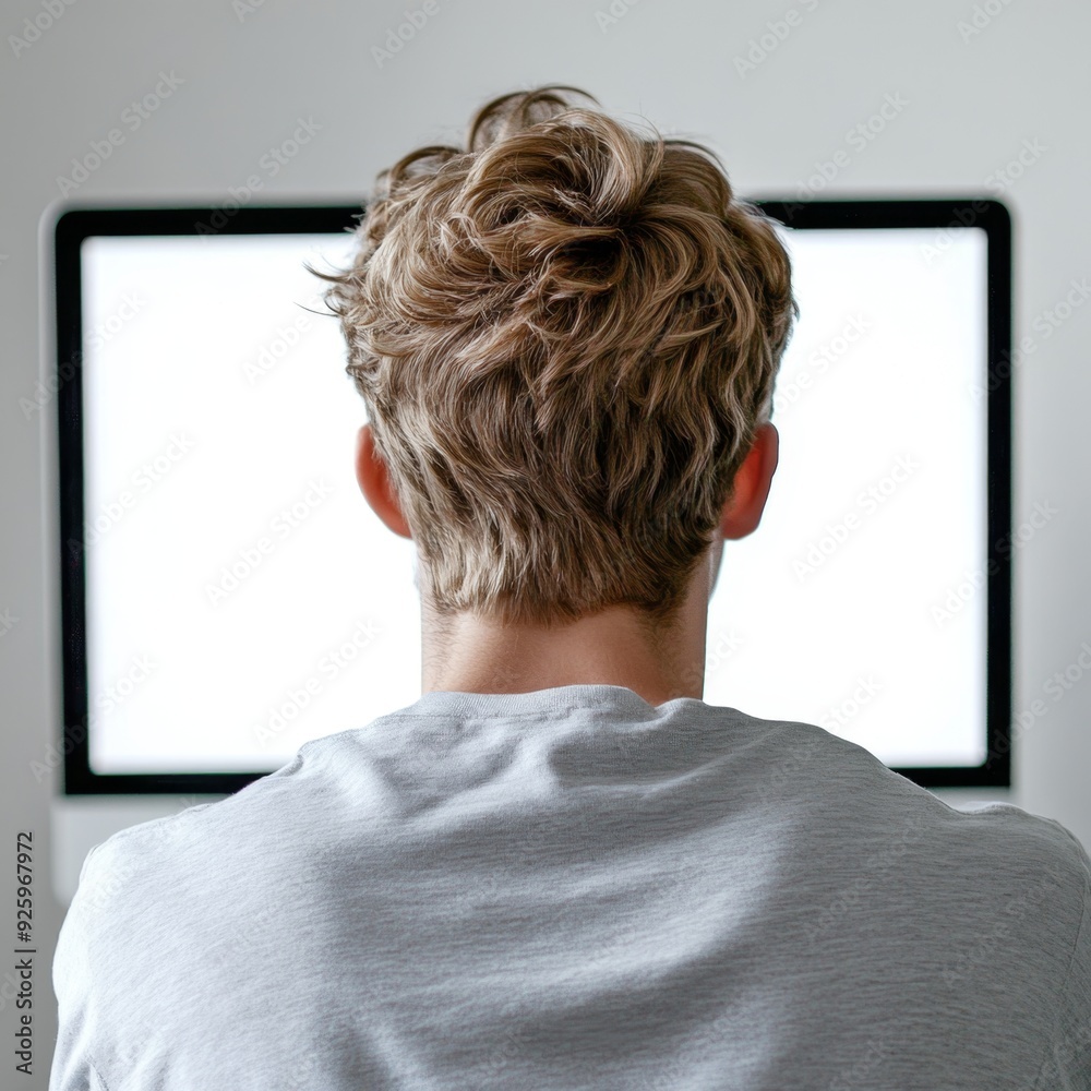 Foto de Young Professional Working from Home: Over-the-Shoulder View of ...