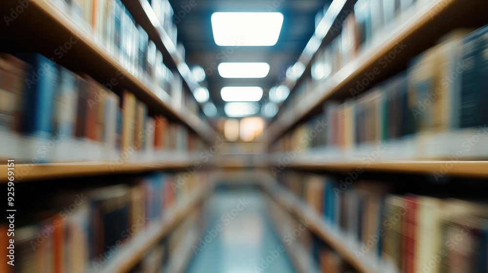 Blurred Bookshelves in a Library. Stock Illustration | Adobe Stock