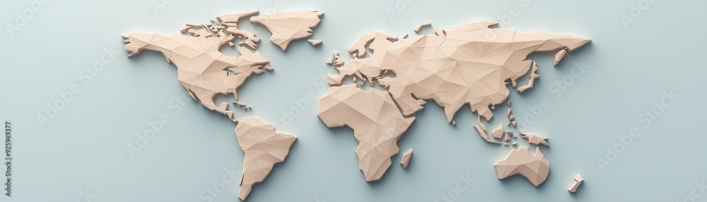 Fragmented world map flat design, top view, geopolitical theme, 3D ...