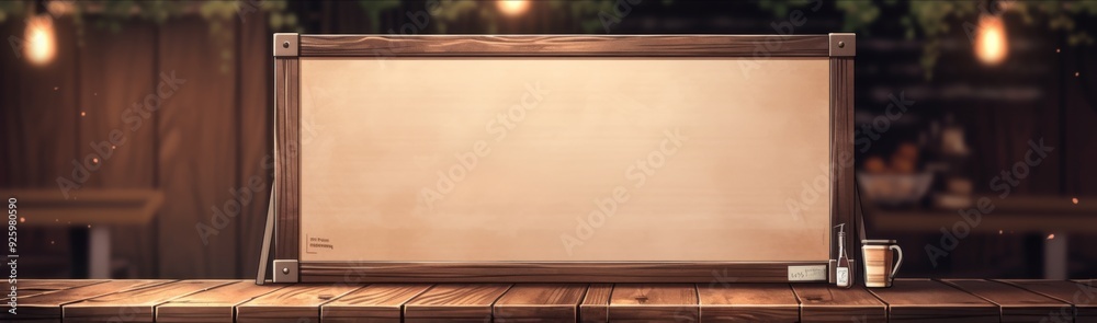 Empty Menu Board Prototype on a Bar Counter with Copy Space, Realistic ...