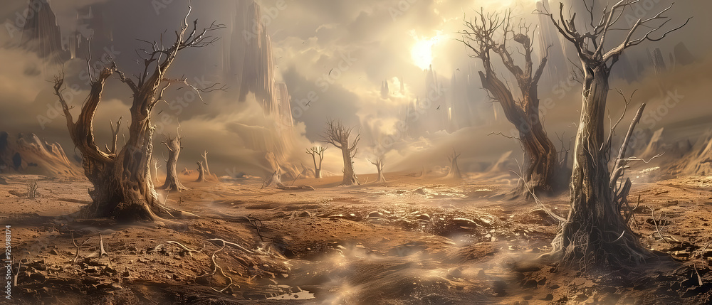 The picture of drought disaster, desertification of the land and ...