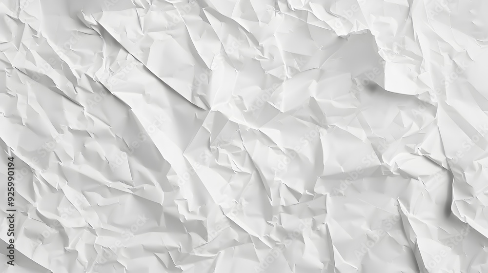 A white crumpled paper texture background, showcasing its intricate ...