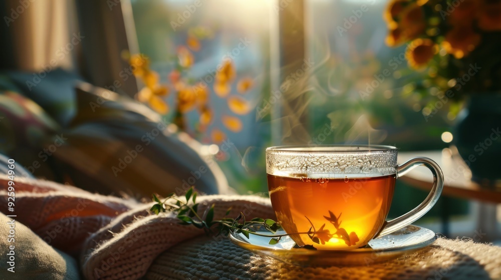 Tea Ritual: Savor a tranquil moment with a cup of herbal tea, relishing ...