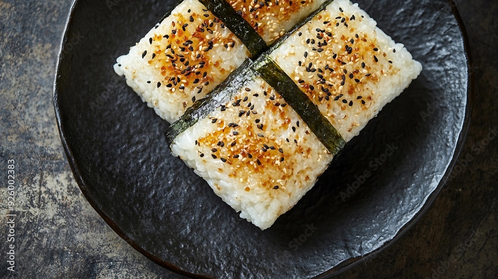 Authentic Onigiri: Traditional Japanese Rice Balls from a Top View ...