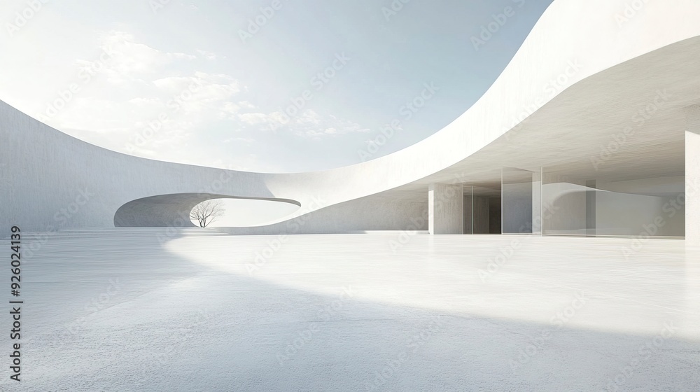 Empty minimal abstract architecture building interior or exterior concrete design with open ...