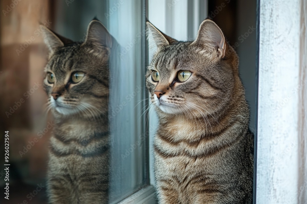 Perfectly Timed Photos, a cat sitting on a windowsill, with the ...