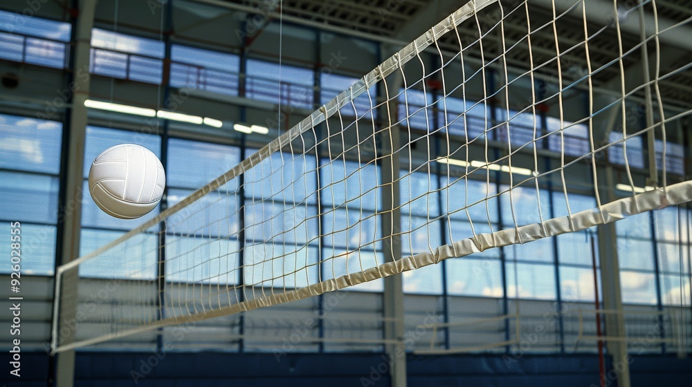 Volleyball and netting On the background of the volleyball court Stock ...