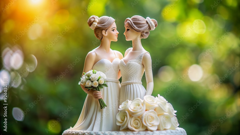 Intimate wedding cake topper featuring two endearing female figurines ...