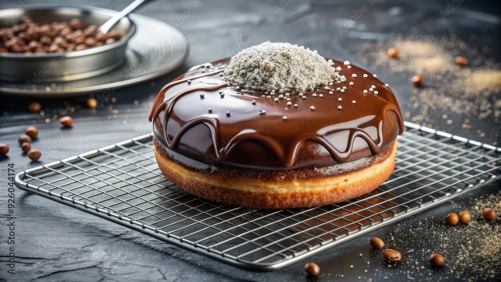 modern industrial chic metallic pastry top on a cold steel surface with ...