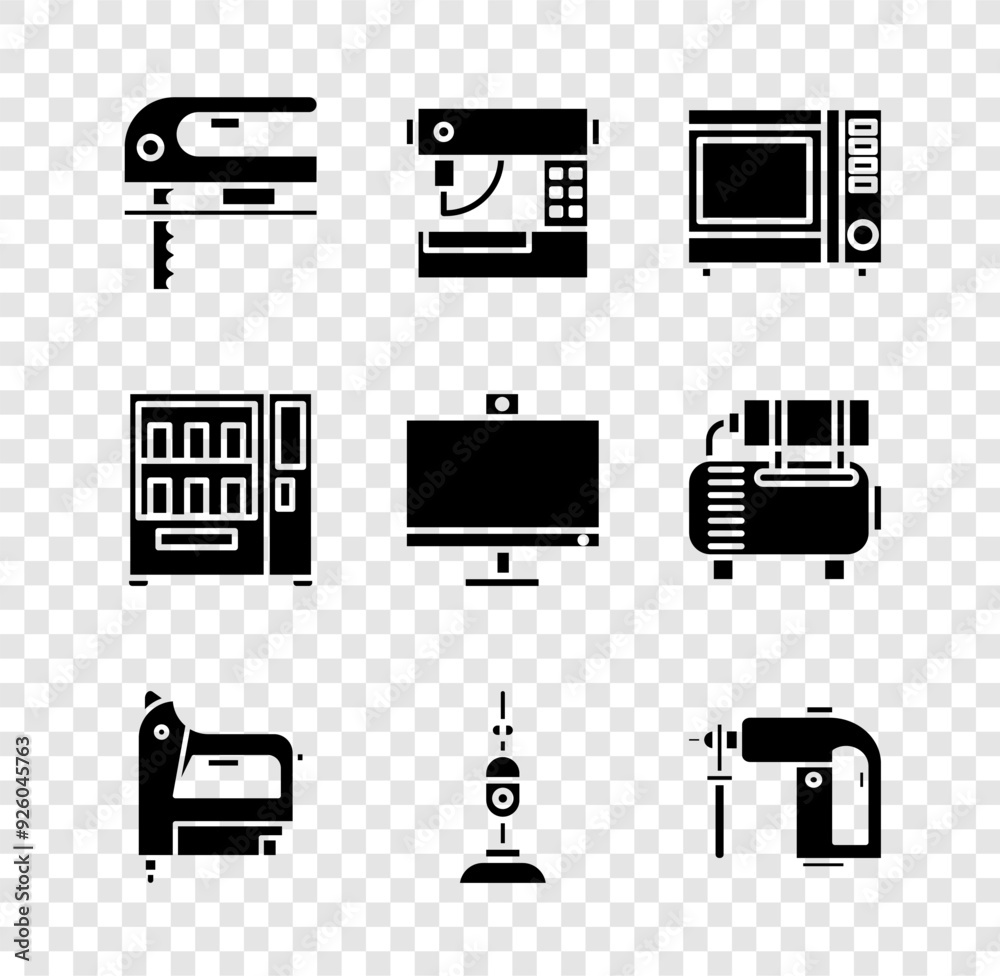 Set Electric jigsaw, Sewing machine, Microwave oven, construction ...