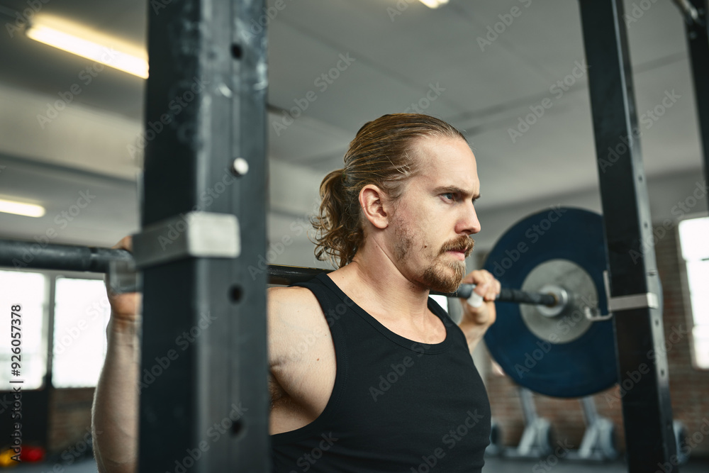 Fitness, man and weight training with bodybuilder in gym for physical ...