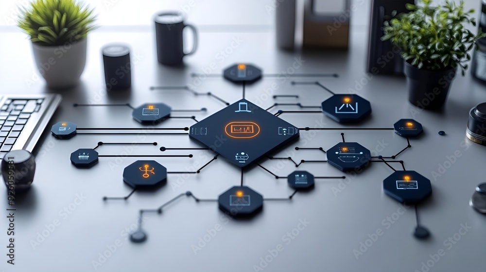 3D sphere concept illustrating connected network for global business ...