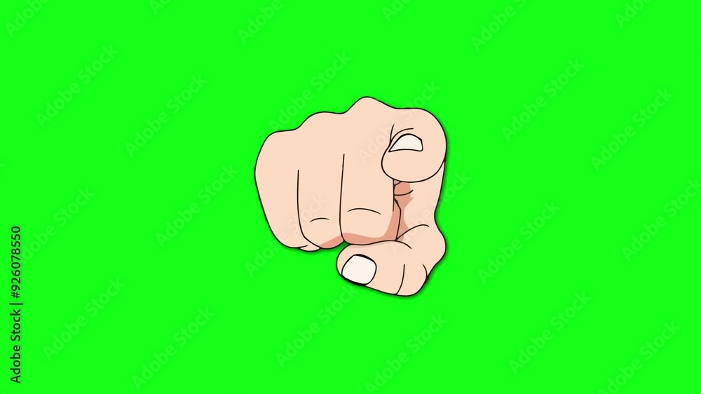 animation Finger pointing at you isolated on green screen background ...