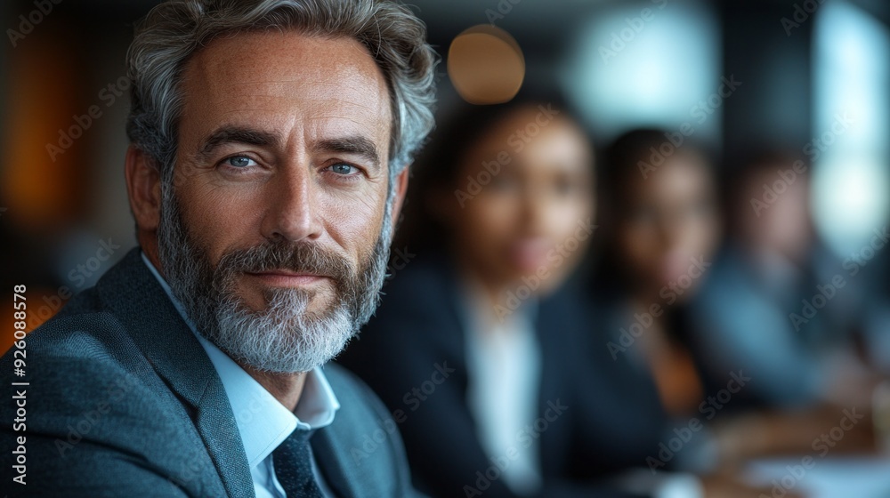 A distinguished man with a well-groomed beard participates in a dynamic ...