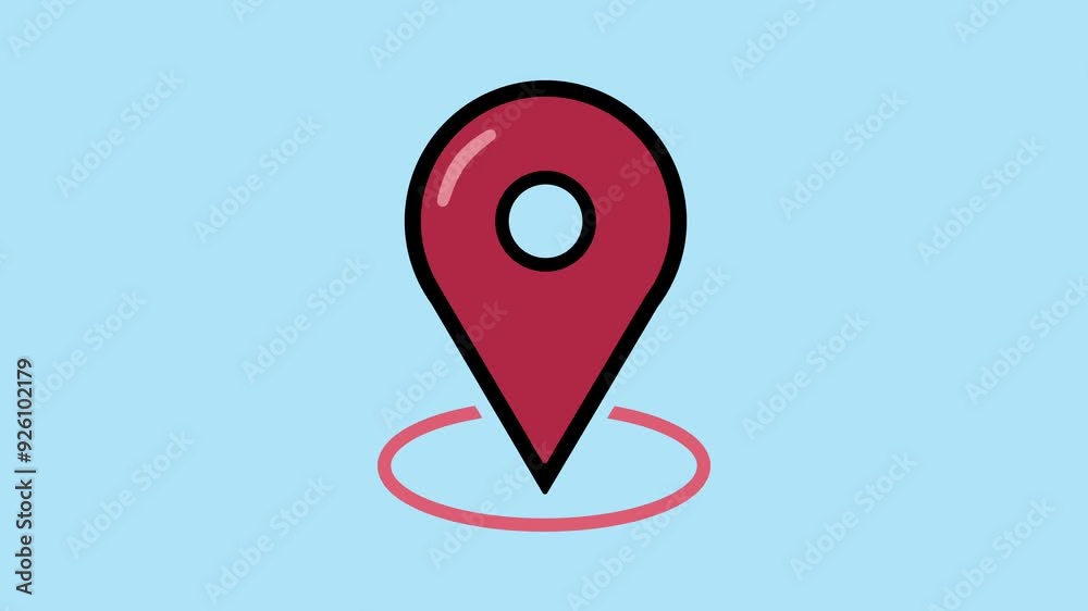 Red and blue location pin symbol appearing on screen. Location ...