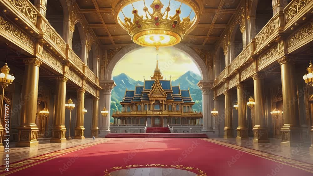Seamless looping 4k time-lapse animation of an opulent palace interior ...