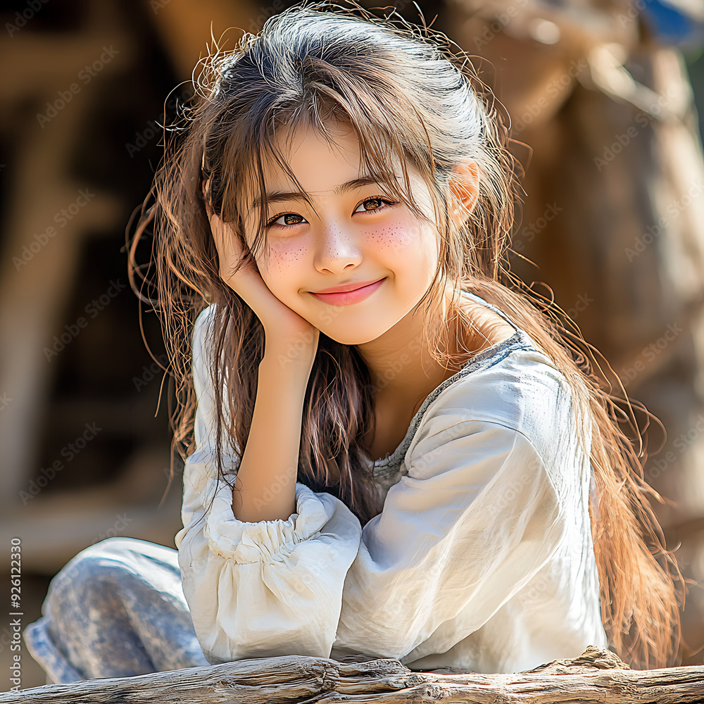 31. Candid moment of a Korean girl tucking hair behind ear, natural ...