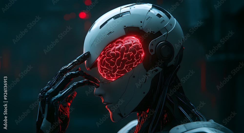 "A Robot Integrating an AI Brain into Its Own Head: Depiction of ...