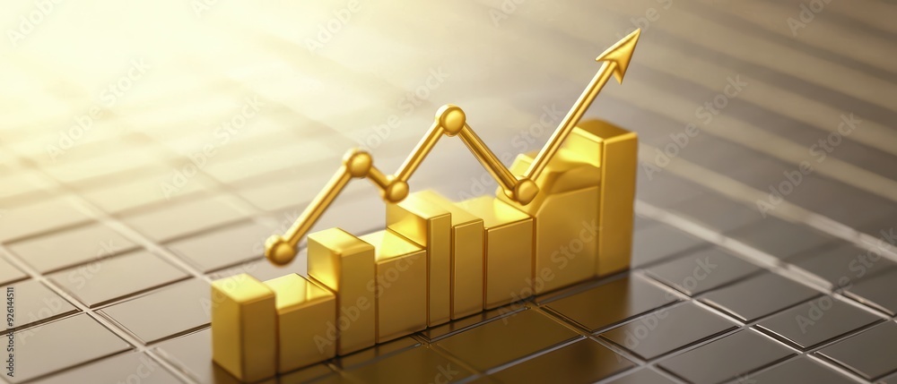 A golden growth chart symbolizing success, progress, and financial ...