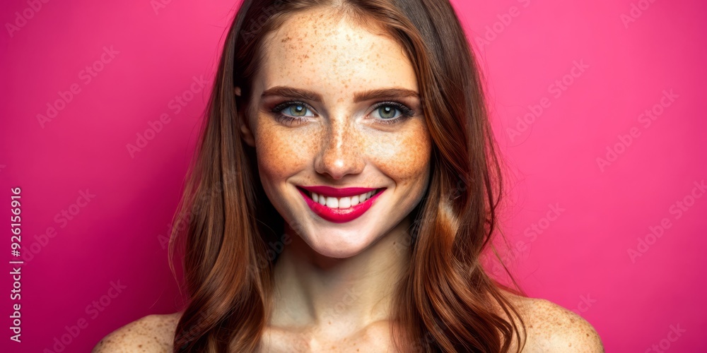 Vibrant pink background highlights the natural beauty of a stunning ...