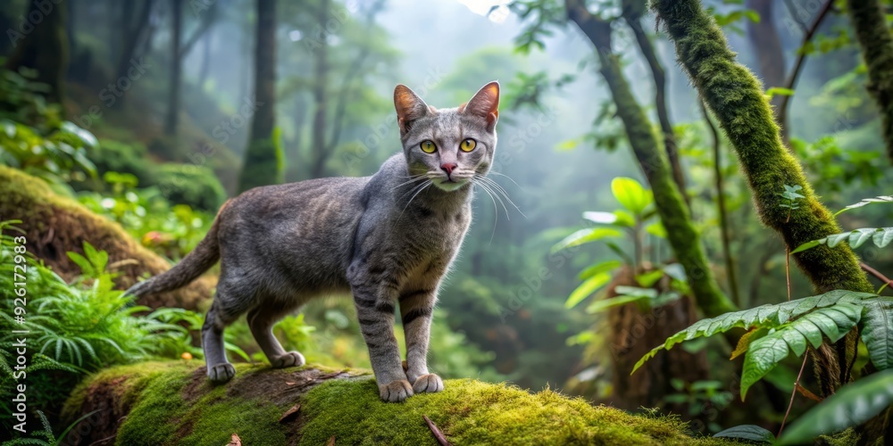 A stunning, rare, and endemic species of cat, Ashy-coated and whimsical ...