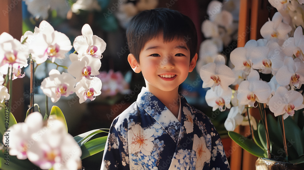 child and orchid, kid with orchid plant, orchid child, youth tending to ...