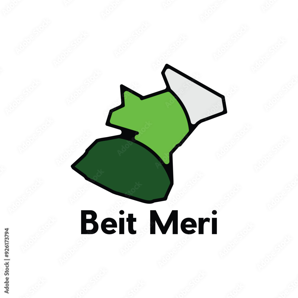 Beit Meri City High detailed vector map of Lebanon, logotype element ...