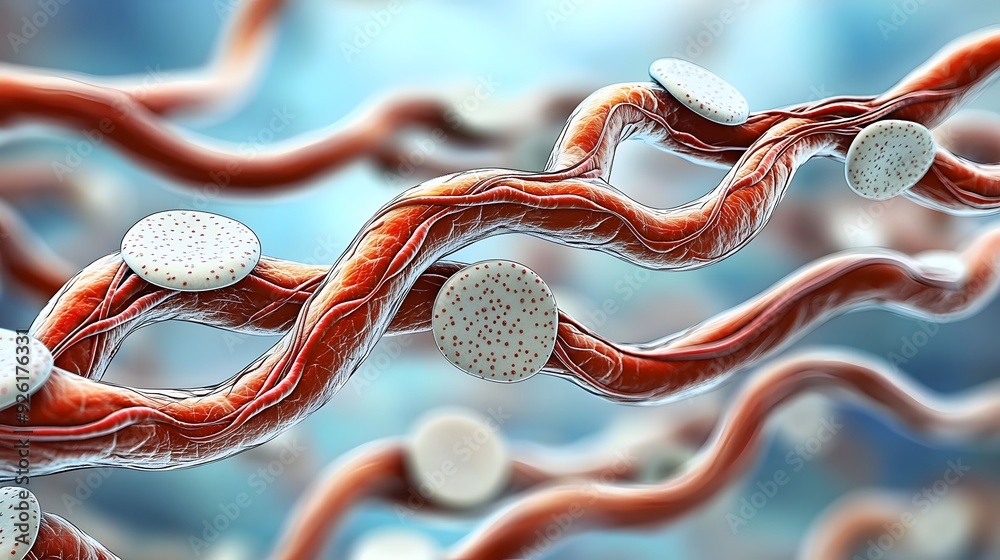 Blood Clot Formation A close-up image of a blood clot forming, showing ...