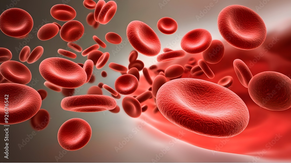 Blood Flow in Vein A close-up image of blood flowing through a vein ...