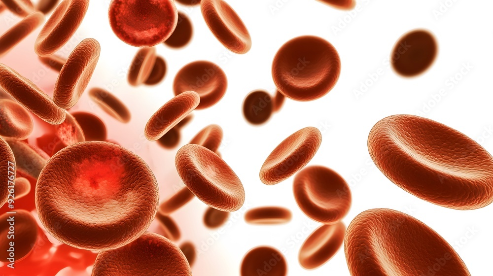 Blood Smear on Slide A detailed photograph of a blood smear on a ...