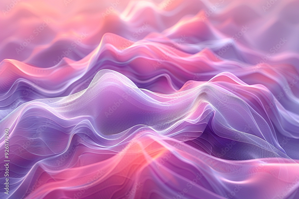 soft, light pink and purple color palette with wave-like curves and ...