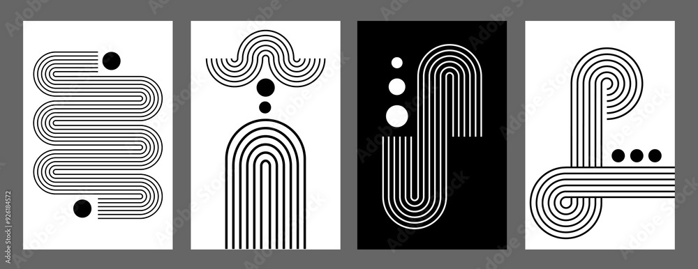 Line geometric arch and circle abstract shapes. Brutal modern ...