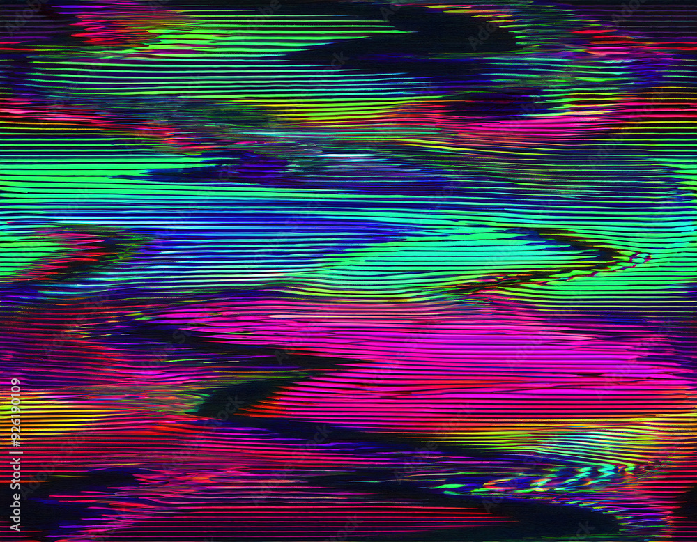 Vintage 1980's VHS tapes background; glitch defect noise and artifact ...