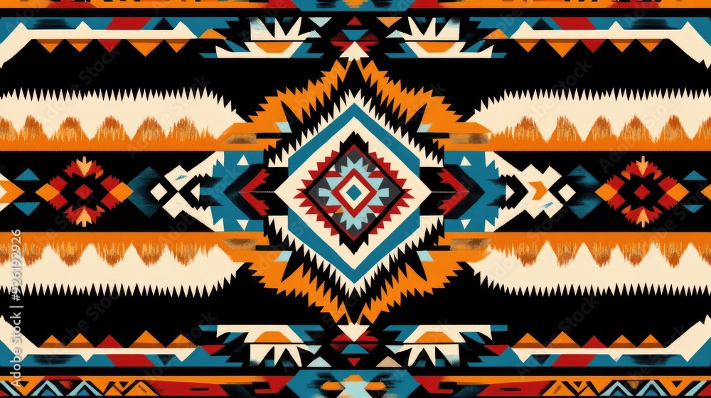 Navajo tribal ethnic seamless pattern background with geometric shapes ...