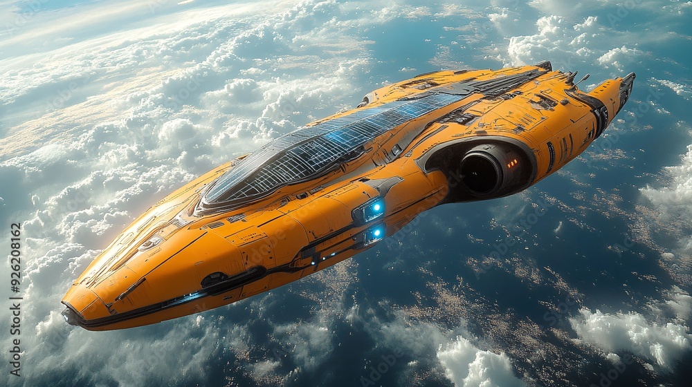 Solar-Powered Spaceship with AI Control: A spaceship with solar panels ...