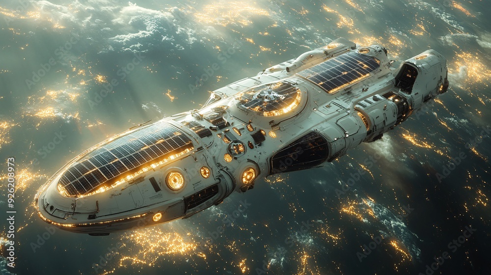 Solar Cell Spaceship with Rotating Solar Panels: A spaceship featuring ...