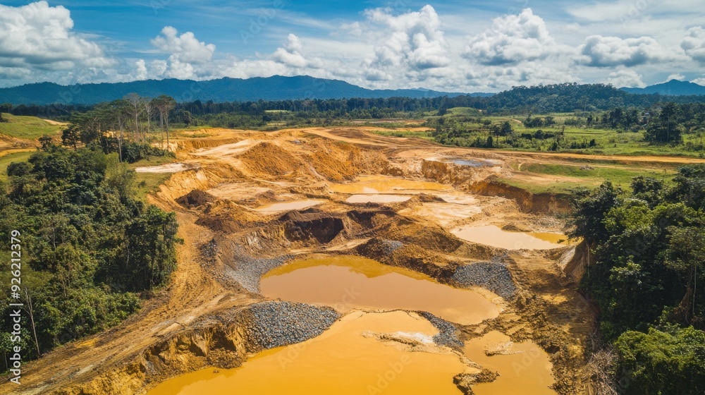 Striking visual of gold mining effects showcasing deforested areas ...