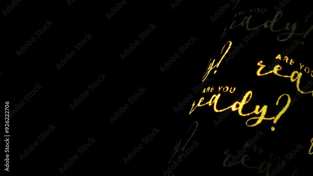 Are You Ready 3D tube gold neon glittering glitch text loop animation ...
