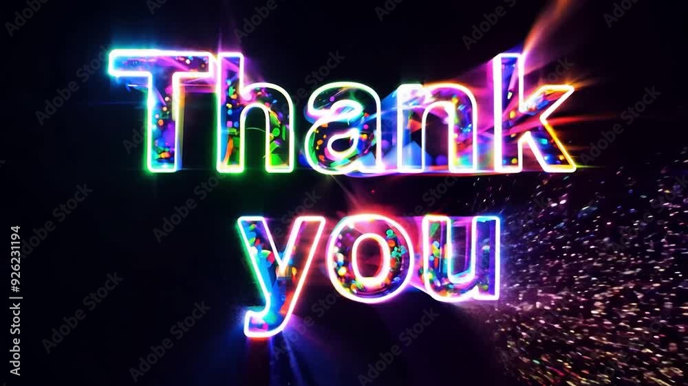 A very colourful animated lettering of the words Thank you as a thank ...