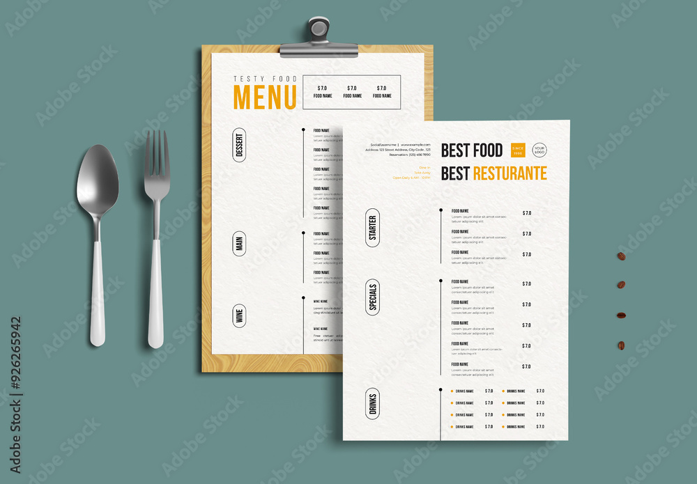 Restaurant Food Menu Layout Stock Template | Adobe Stock