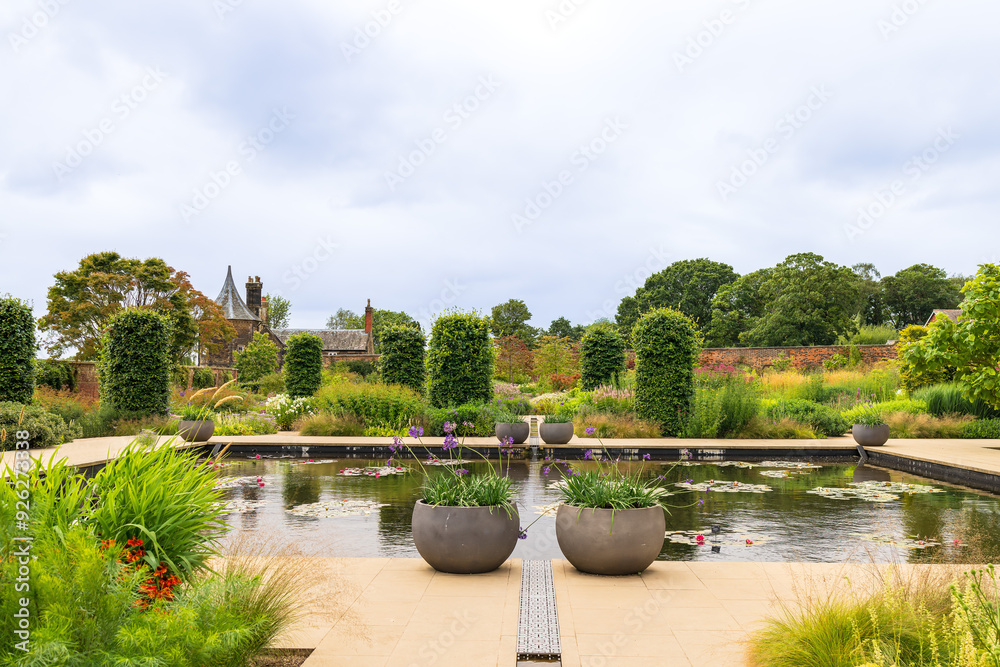 Large Lily Pond in the Paradise garden at the RHS Bridgewater in ...