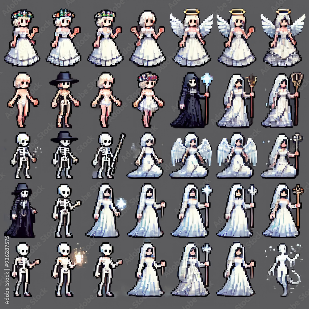Detailed sprite sheet of RPG pixel art icons featuring a White Lady ...
