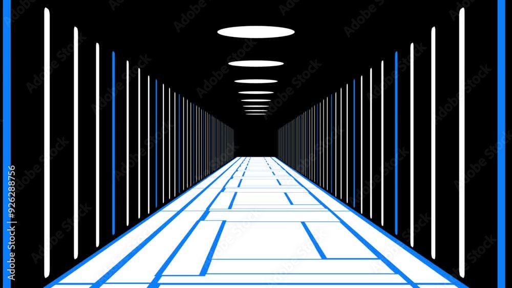 tunnel of light, corridor with columns and bright light. Seamless ...