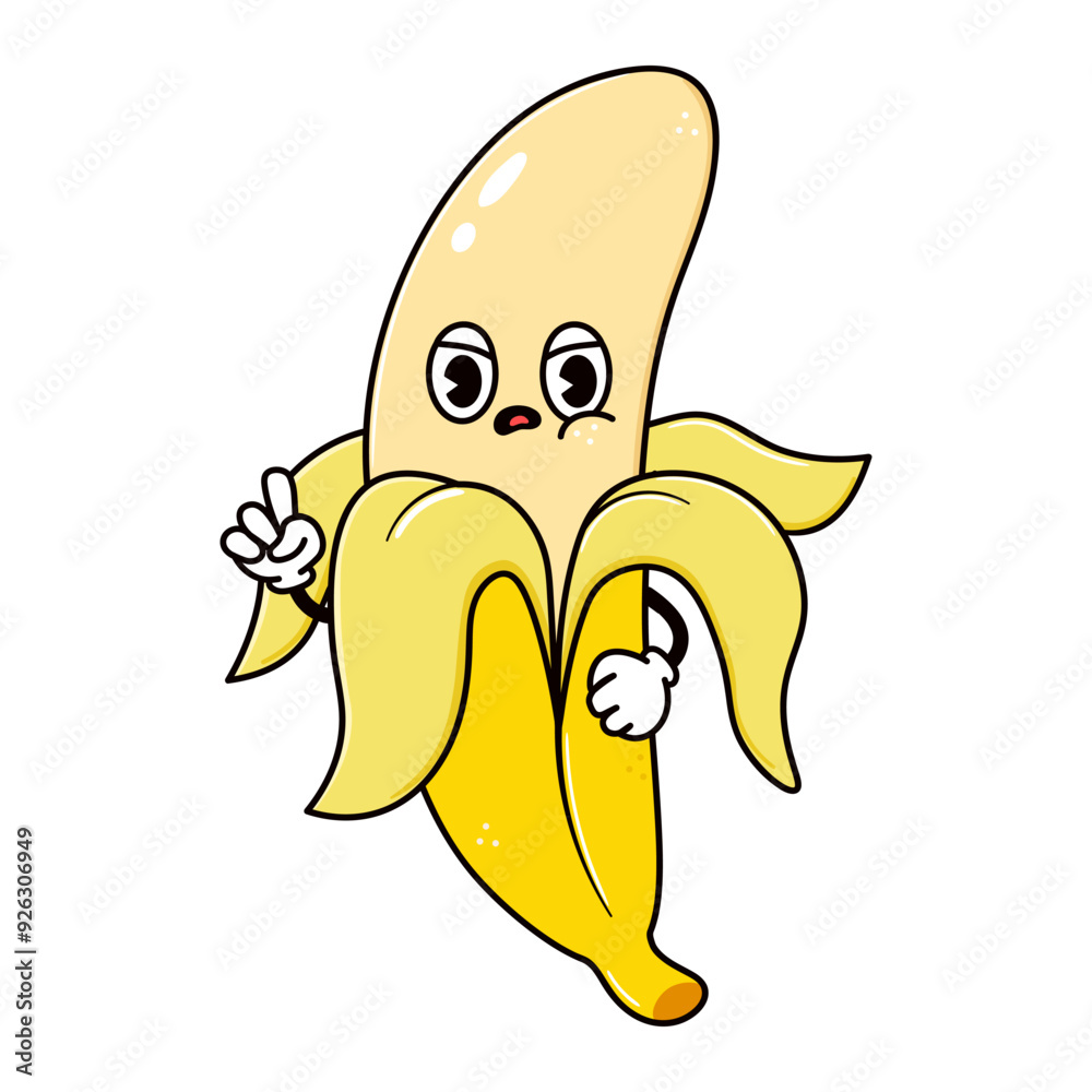 Cute angry sad Banana character. Vector hand drawn traditional cartoon ...