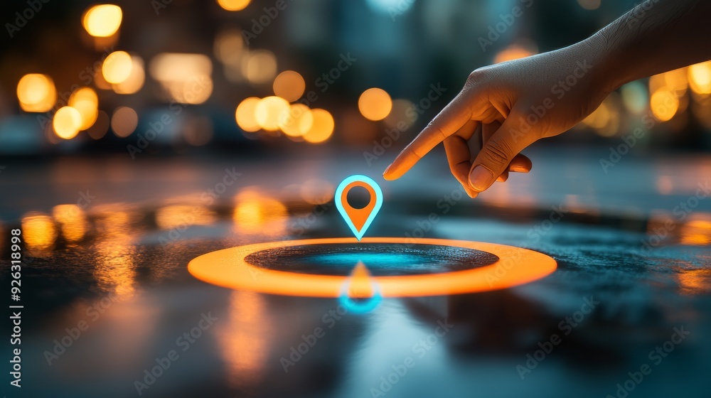 Two vibrant pins mark a specific location in a GPS navigation sytem ...